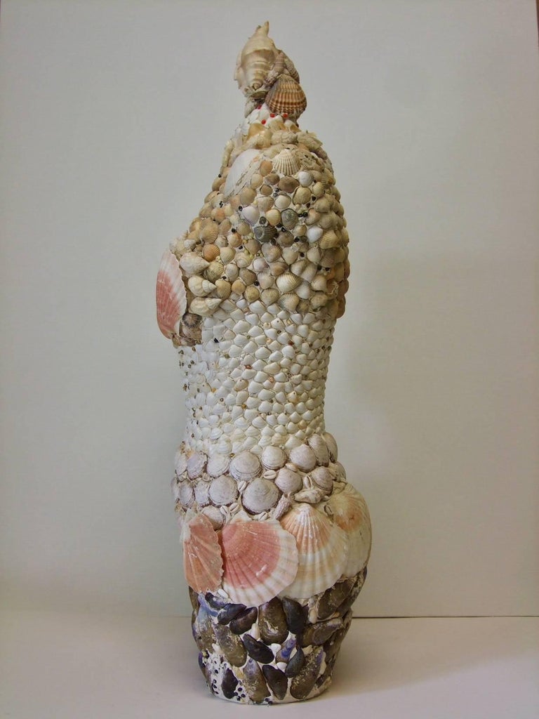 Pair of Sea Shell Decorated Female and Male Busts For Sale at 1stDibs