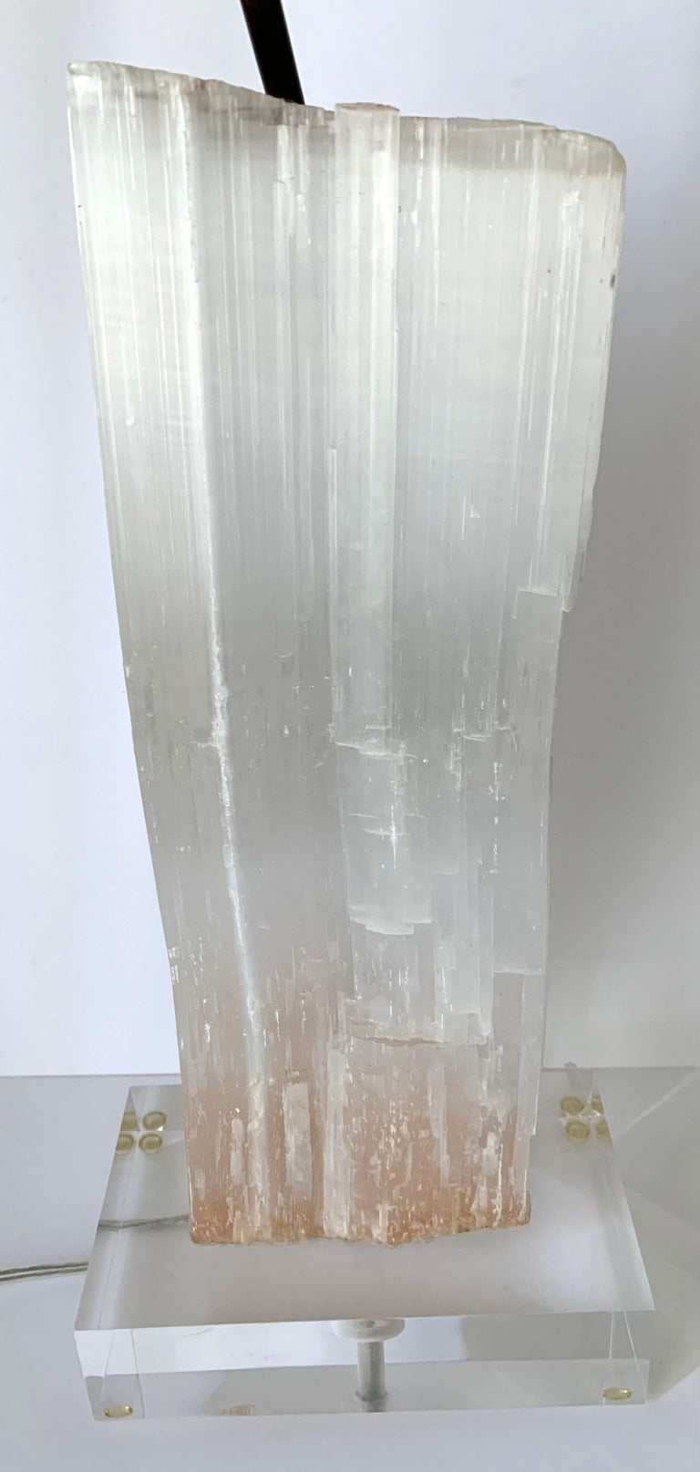Pair of Selenite and Lucite Table Lamps at 1stDibs | selenite table lamp