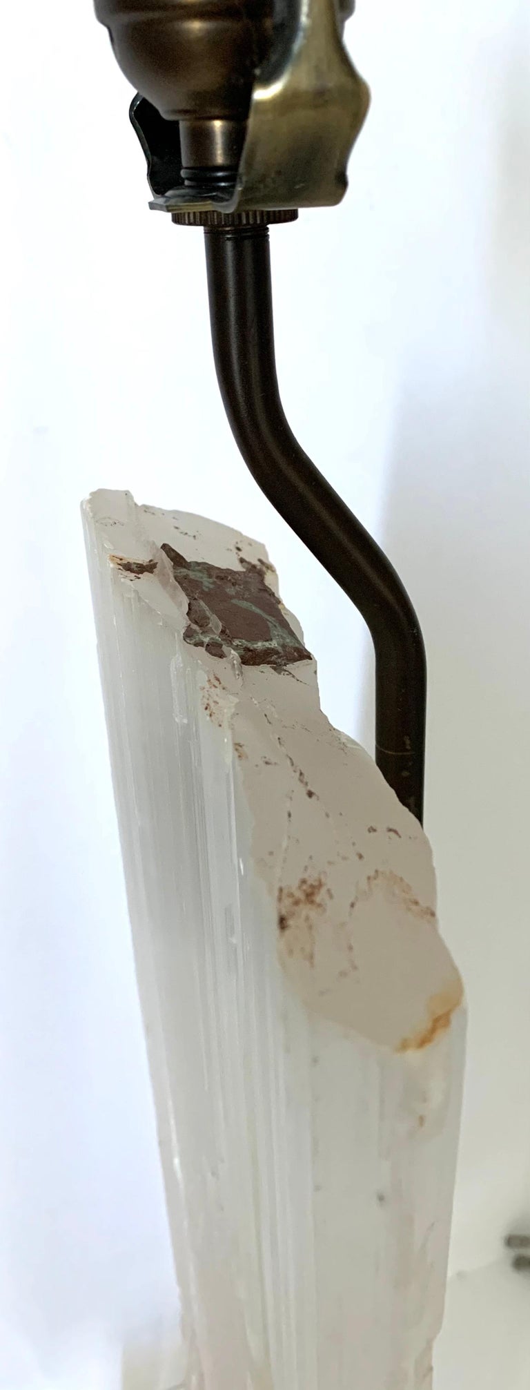 Pair of Selenite and Lucite Table Lamps at 1stDibs | selenite table lamp
