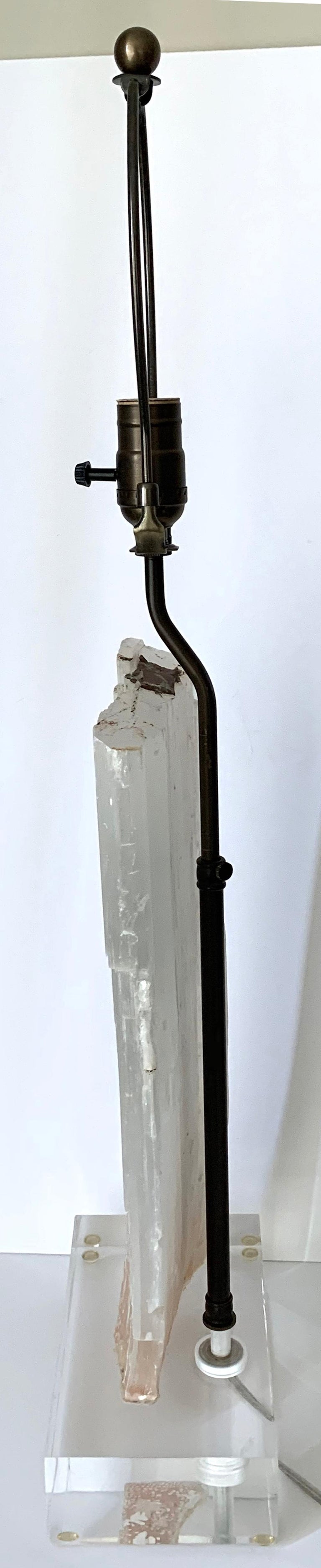 Pair of Selenite and Lucite Table Lamps at 1stDibs | selenite table lamp