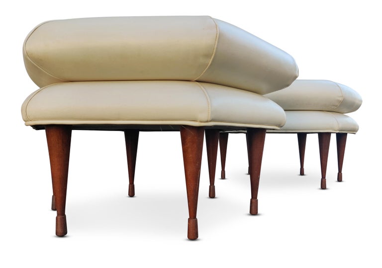 Pair of Selig Hexagon Form Ottoman or Pouffe Original Leatherette on ...