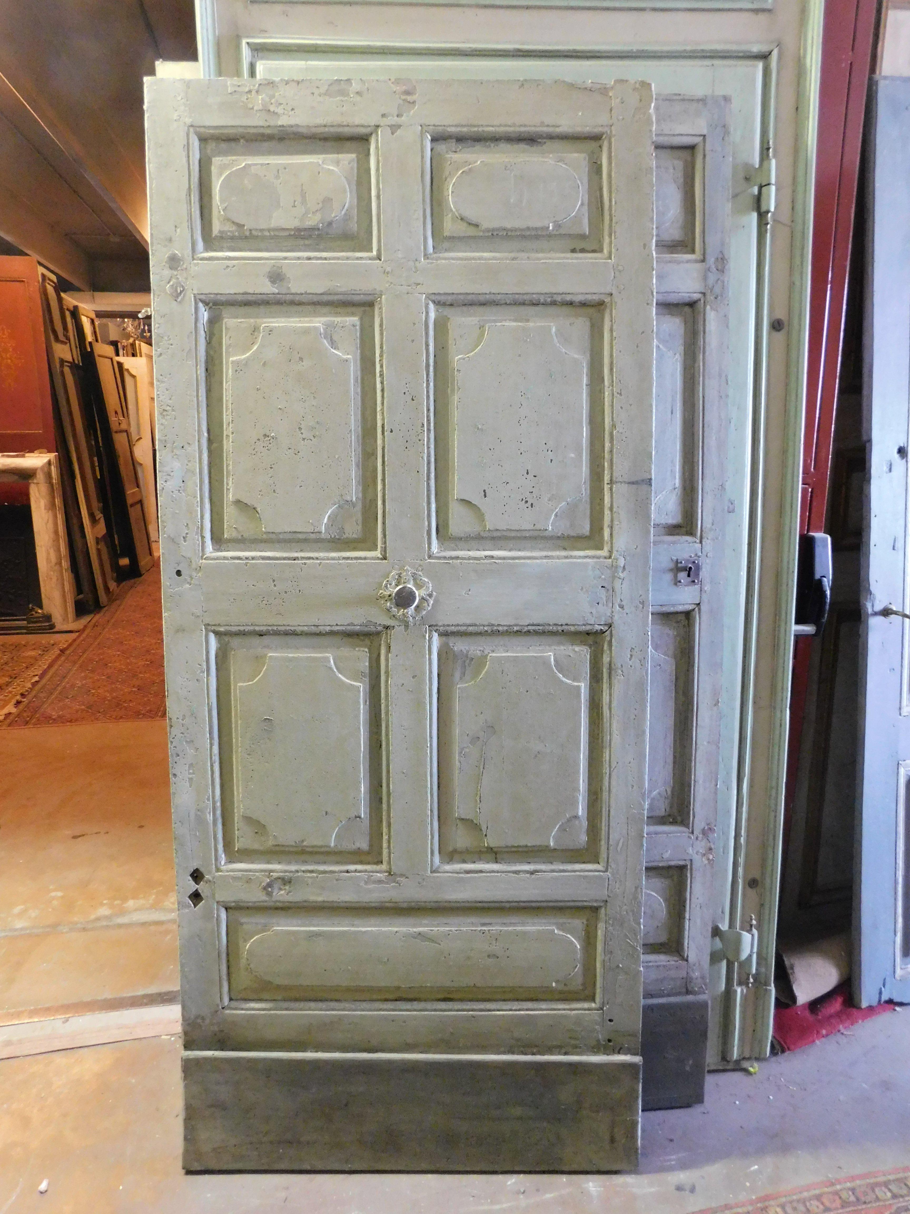 Pair of set of 2 green blue lacquered and carved interior doors, Italy ...