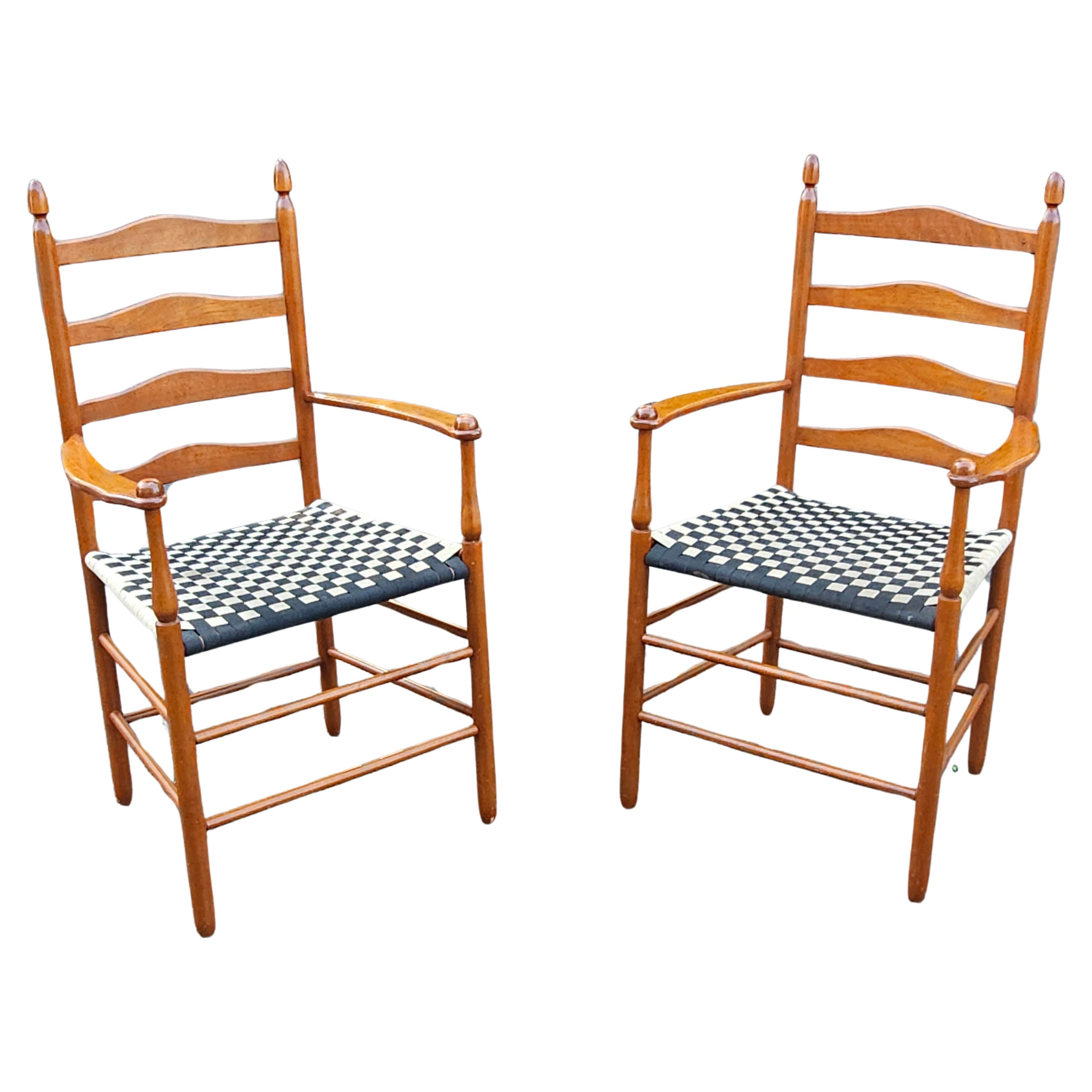 Pair of Shaker Maple Ladder Slat Straight Back Arm Chairs For Sale at ...