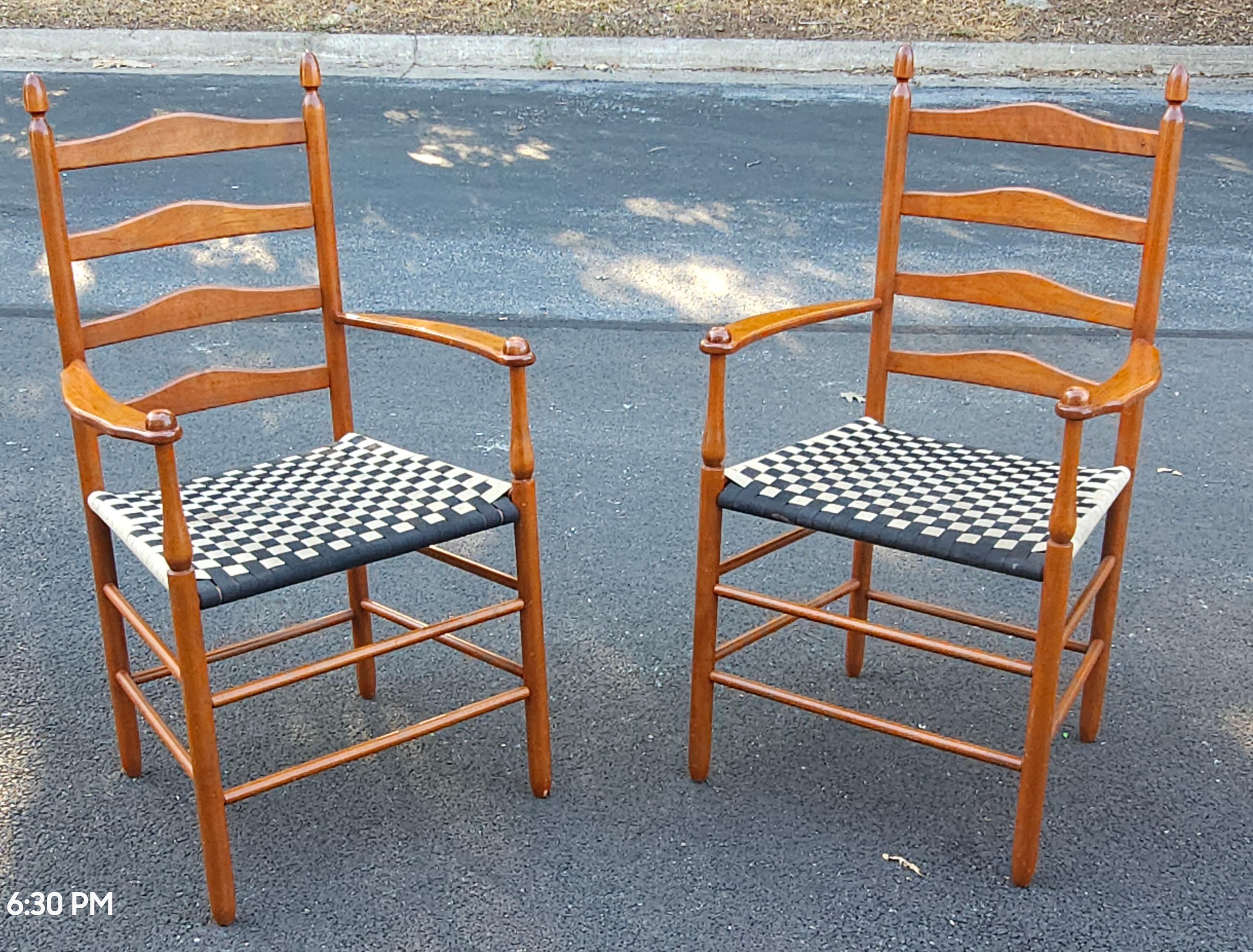 Pair of Shaker Maple Ladder Slat Straight Back Side Chairs For Sale at ...