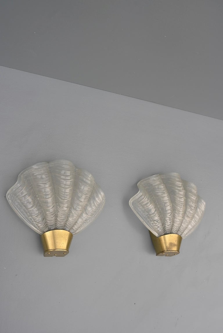 Pair of Shell "Coquille" Wall Lamps by ASEA Skandia Mid-Century, Sweden ...