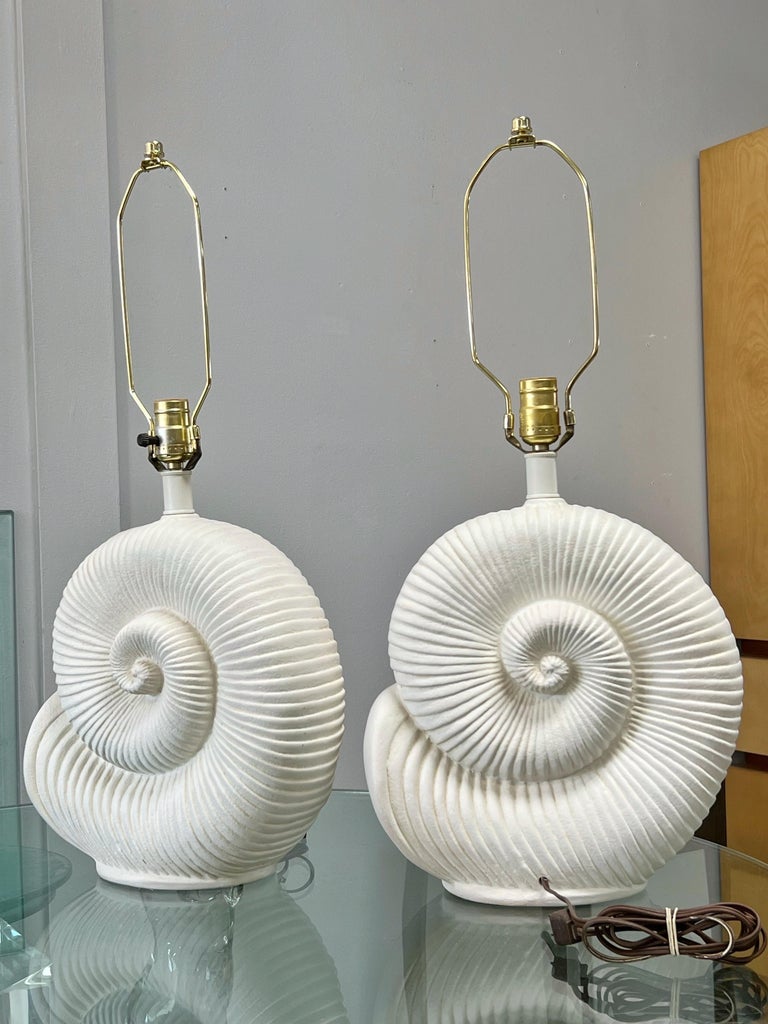 Pair of Shell Plaster Table Lamps Jean Charles Moreux Style For Sale at ...