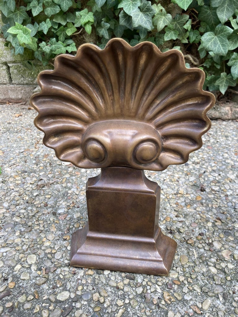Pair of Shell Shaped Bronze Andirons For Sale at 1stDibs