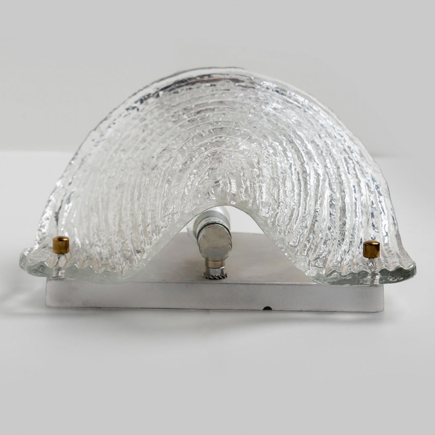 Pair of Shell Shaped Ribble Glass Wall Lights, Germany For Sale at 1stDibs