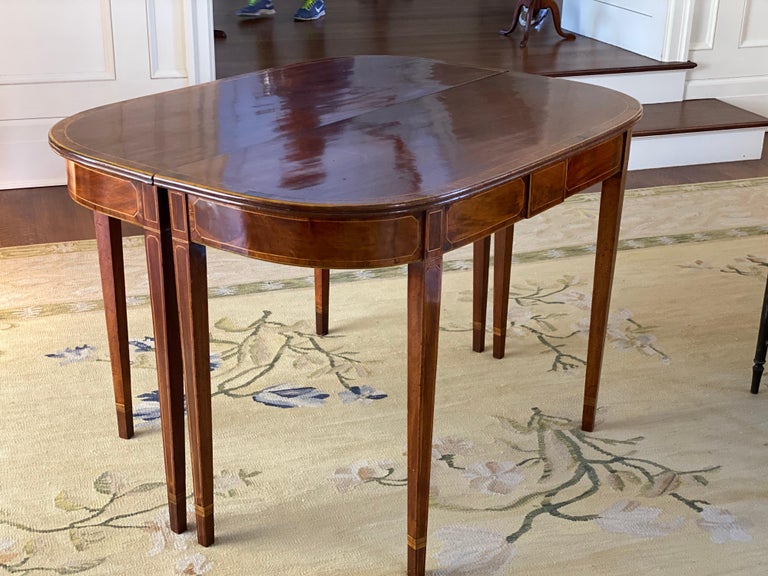 Pair of Sheraton Inlaid Mahogany D-Shaped Tables, 1790 at 1stDibs