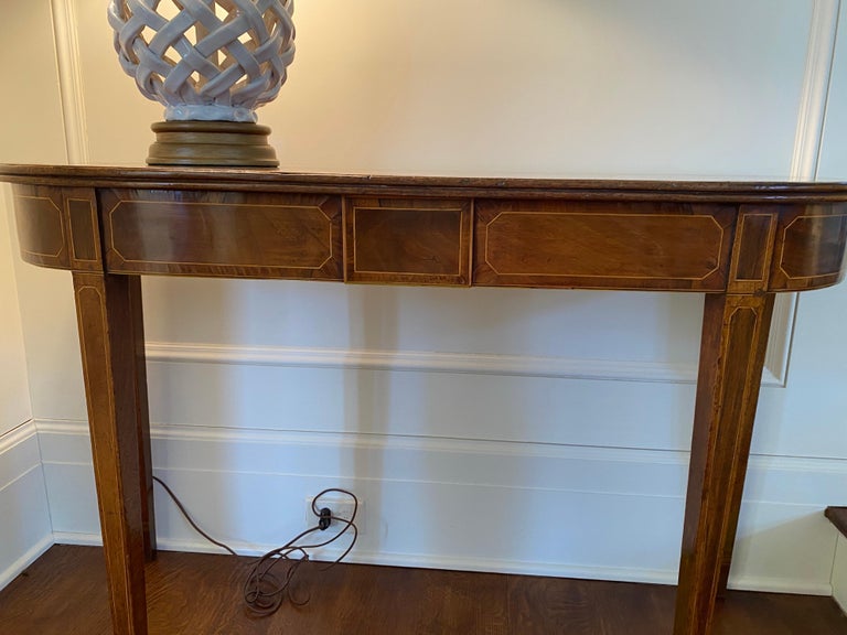 Pair of Sheraton Inlaid Mahogany D-Shaped Tables, 1790 at 1stDibs