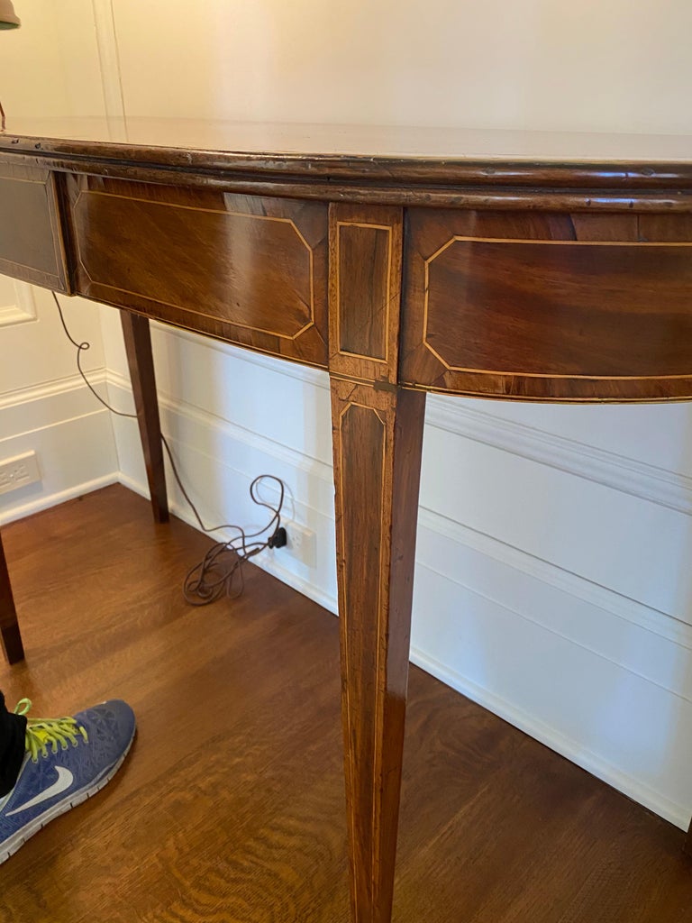 Pair of Sheraton Inlaid Mahogany D-Shaped Tables, 1790 at 1stDibs