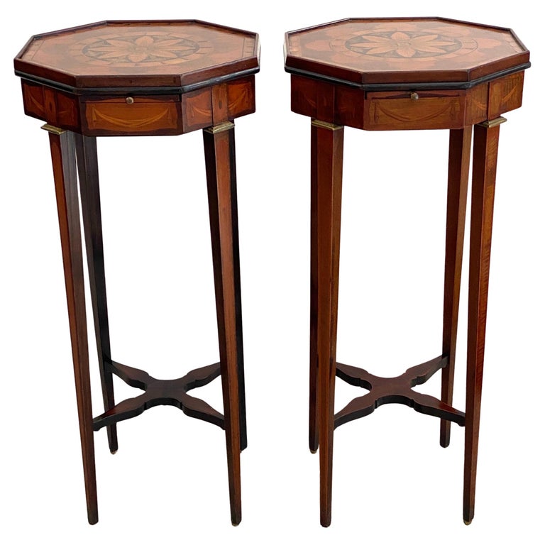 Pair of Sheraton Style Marquetry Tables For Sale at 1stDibs