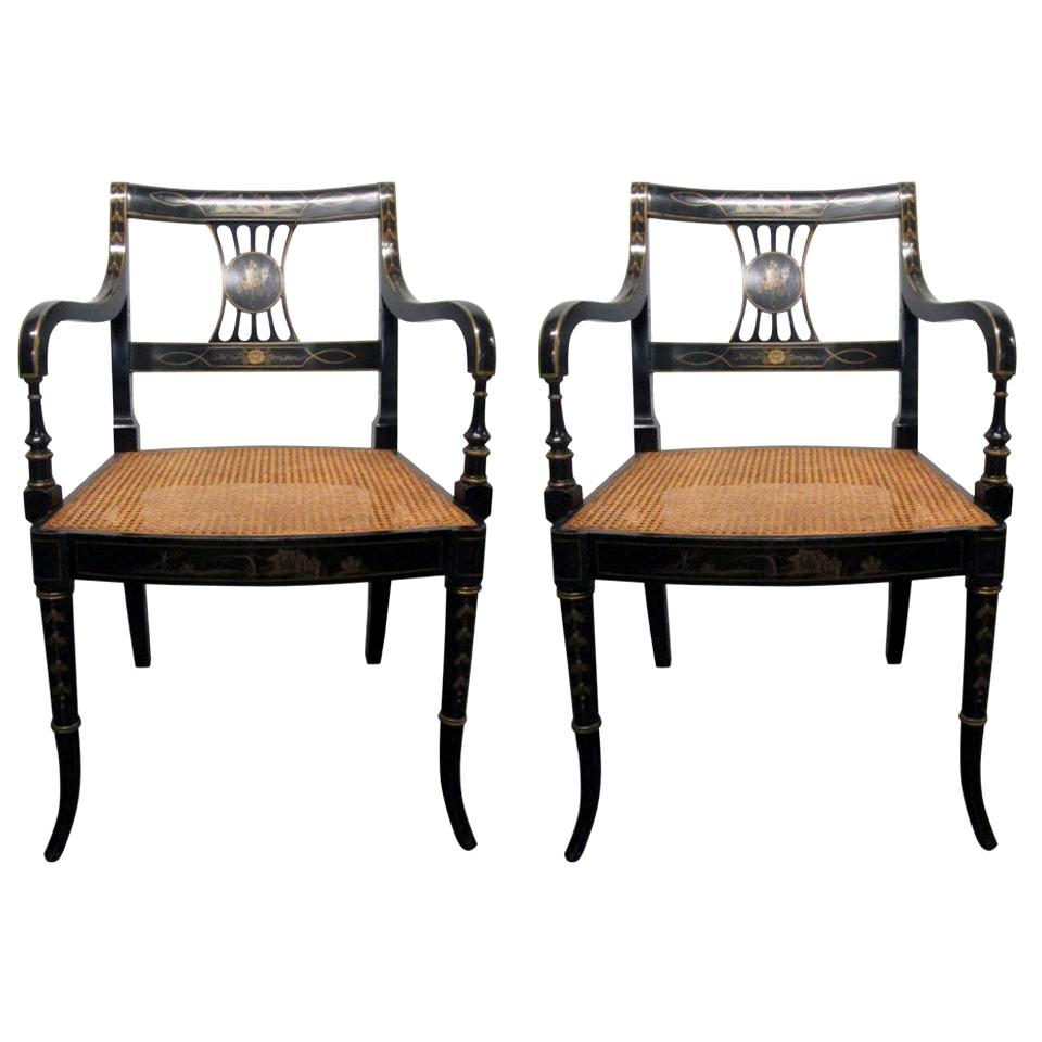 Pair of Oak High Back Mission Chairs in the Style of Charles Rohlfs For ...