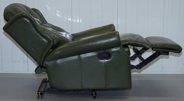 Pair of Sherborne Lynton Upholstery Green Leather Recliner Armchairs at ...