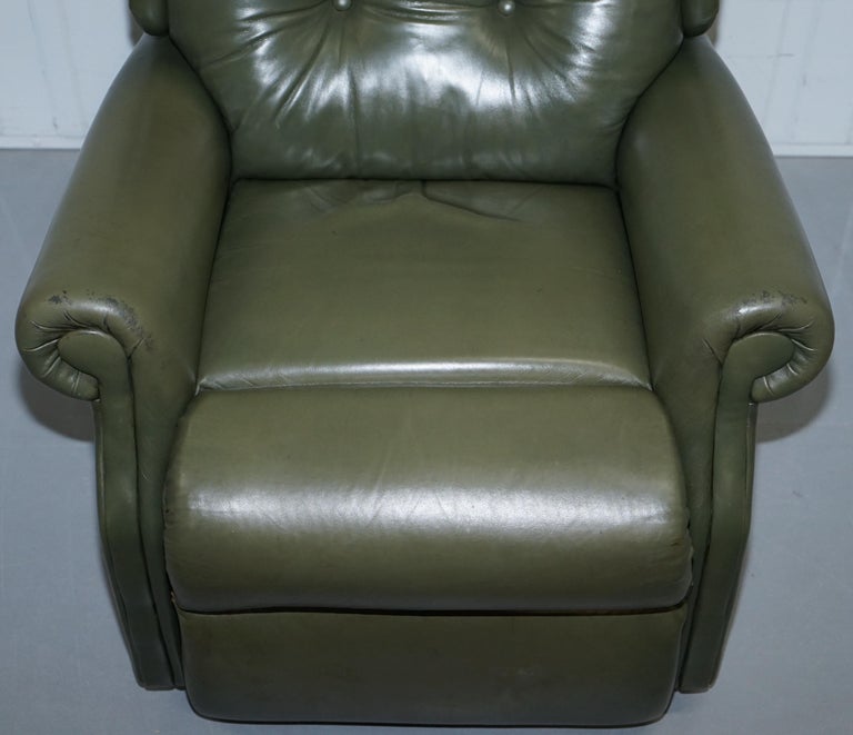Pair of Sherborne Lynton Upholstery Green Leather Recliner Armchairs at ...