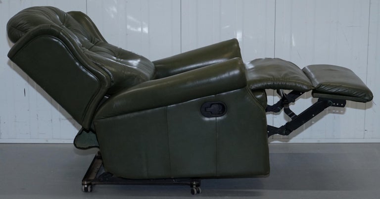 Pair of Sherborne Lynton Upholstery Green Leather Recliner Armchairs at ...