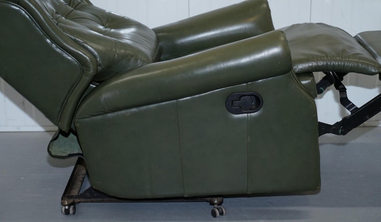 Pair of Sherborne Lynton Upholstery Green Leather Recliner Armchairs at ...