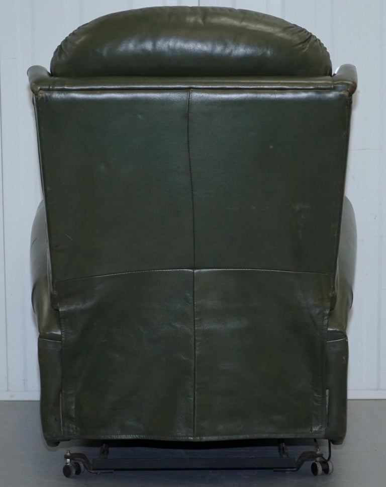 Pair of Sherborne Lynton Upholstery Green Leather Recliner Armchairs at ...