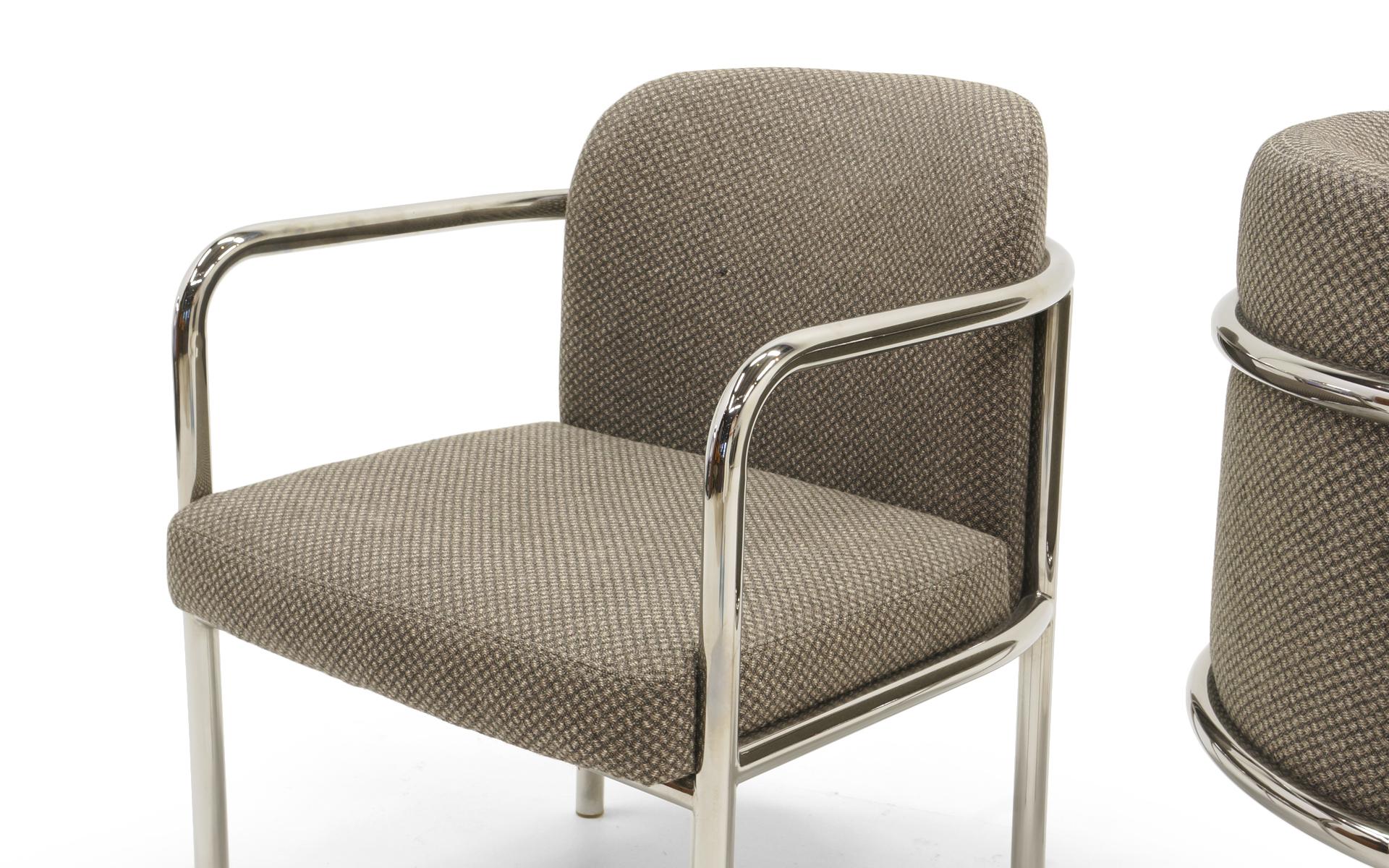 Pair of Side Chairs in Milo Baughman Style, Rounded Tubular Chrome ...