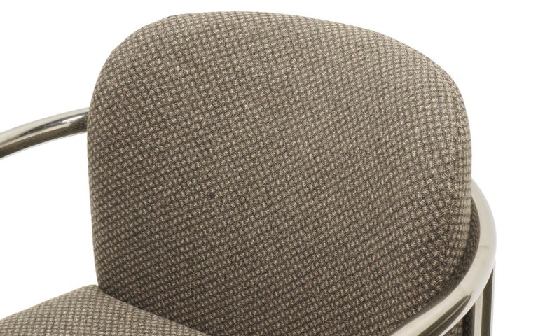 Pair of Side Chairs in Milo Baughman Style, Rounded Tubular Chrome ...