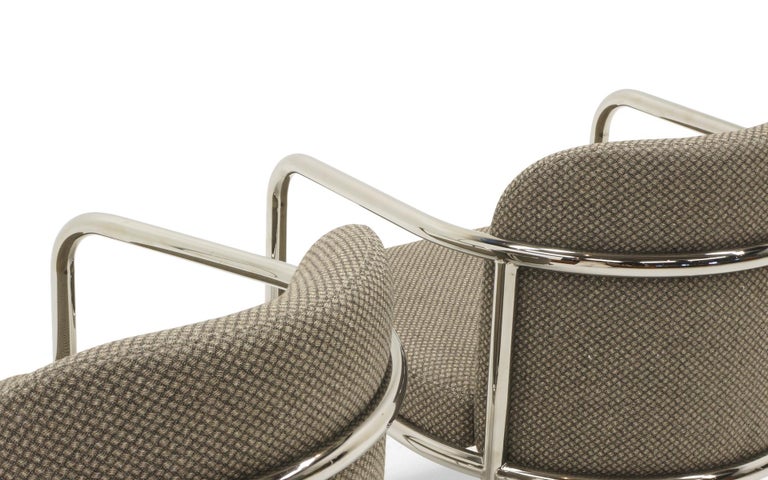 Pair of Side Chairs in Milo Baughman Style, Rounded Tubular Chrome ...