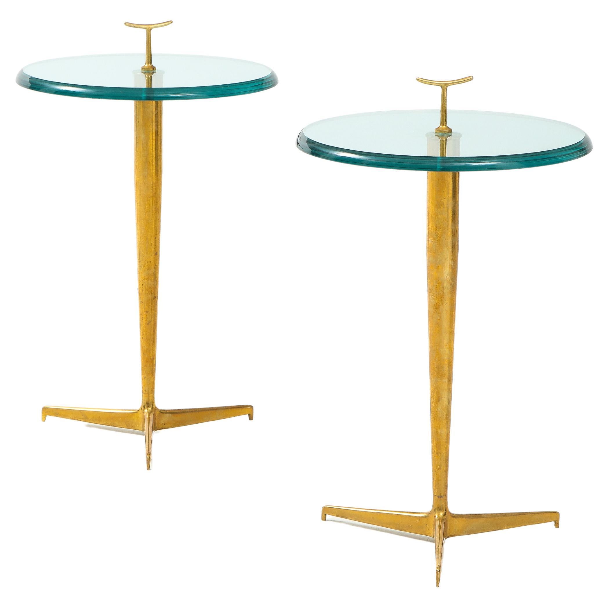 Pair of Italian Etched Glass Side Tables by Angelo Cortesi for Fiam at ...