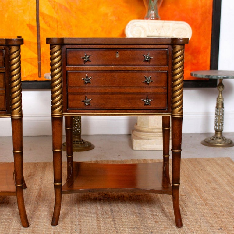 Pair of Side Tables Inlaid Mahogany Drexel Heritage Bedside Chest of ...