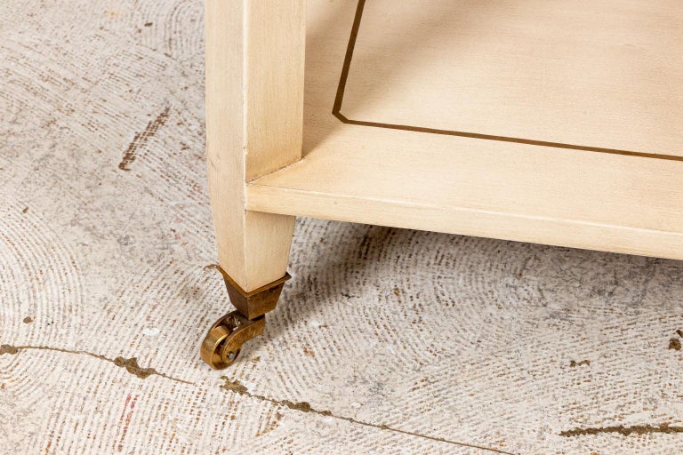 Pair of Side Tables on Casters For Sale at 1stDibs