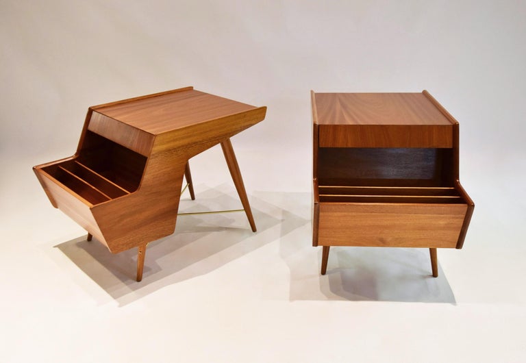 Pair of Side Tables with Magazine Holders, USA Circa 1955 at 1stDibs