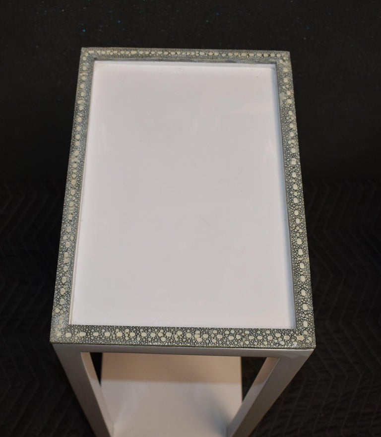Pair of Side Tables with Shagreen Trim For Sale at 1stDibs