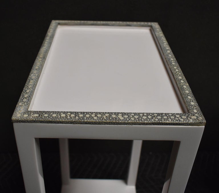 Pair of Side Tables with Shagreen Trim For Sale at 1stDibs