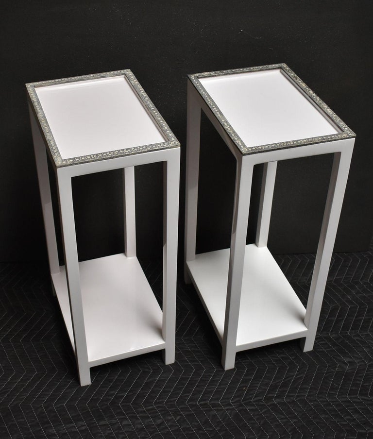 Pair of Side Tables with Shagreen Trim For Sale at 1stDibs