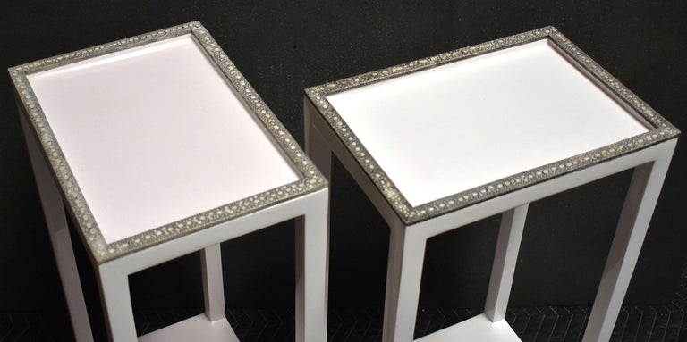Pair of Side Tables with Shagreen Trim For Sale at 1stDibs