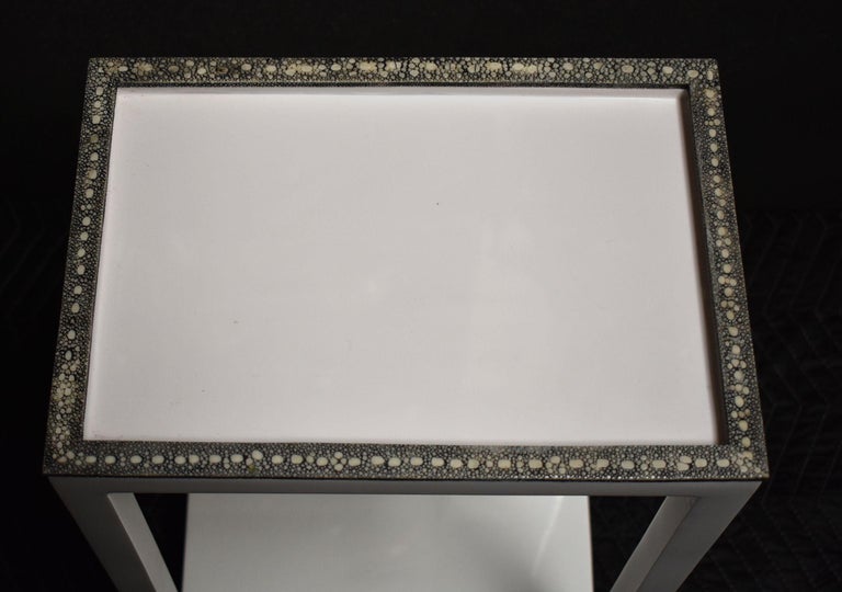 Pair of Side Tables with Shagreen Trim For Sale at 1stDibs