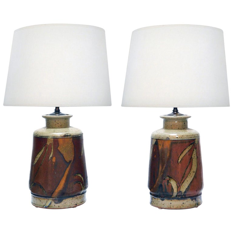 Pair of Eric Norstad Signed 1960''s Studio Pottery Stoneware Lamps at ...