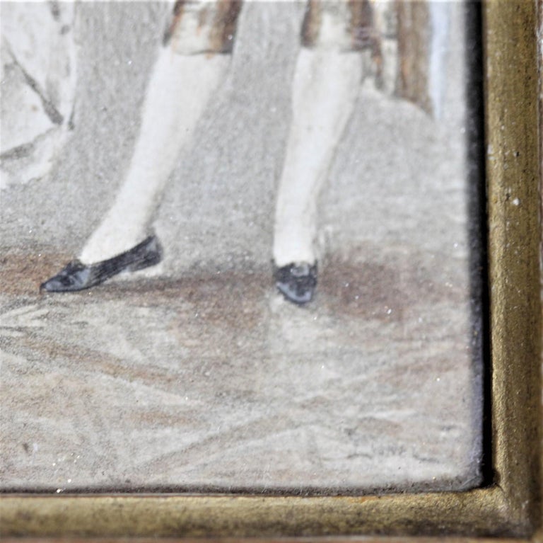 Pair of Signed Antique Watercolor Paintings in Hand Carved Gilt Wooden ...