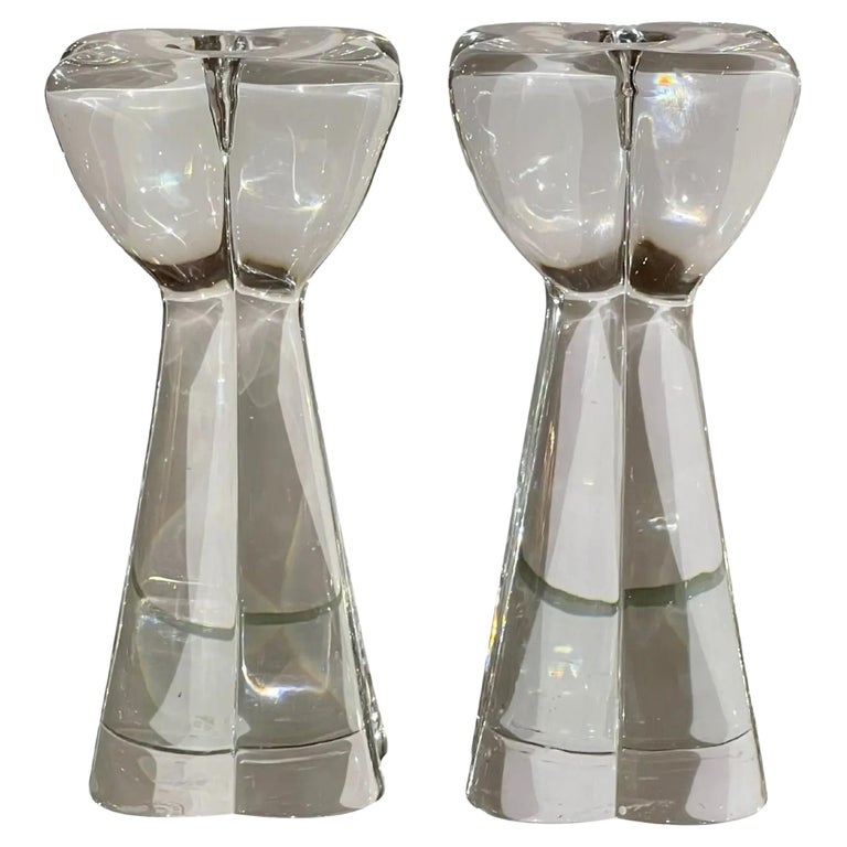 Pair of Signed Art Deco Baccarat French Crystal Candlesticks For Sale ...
