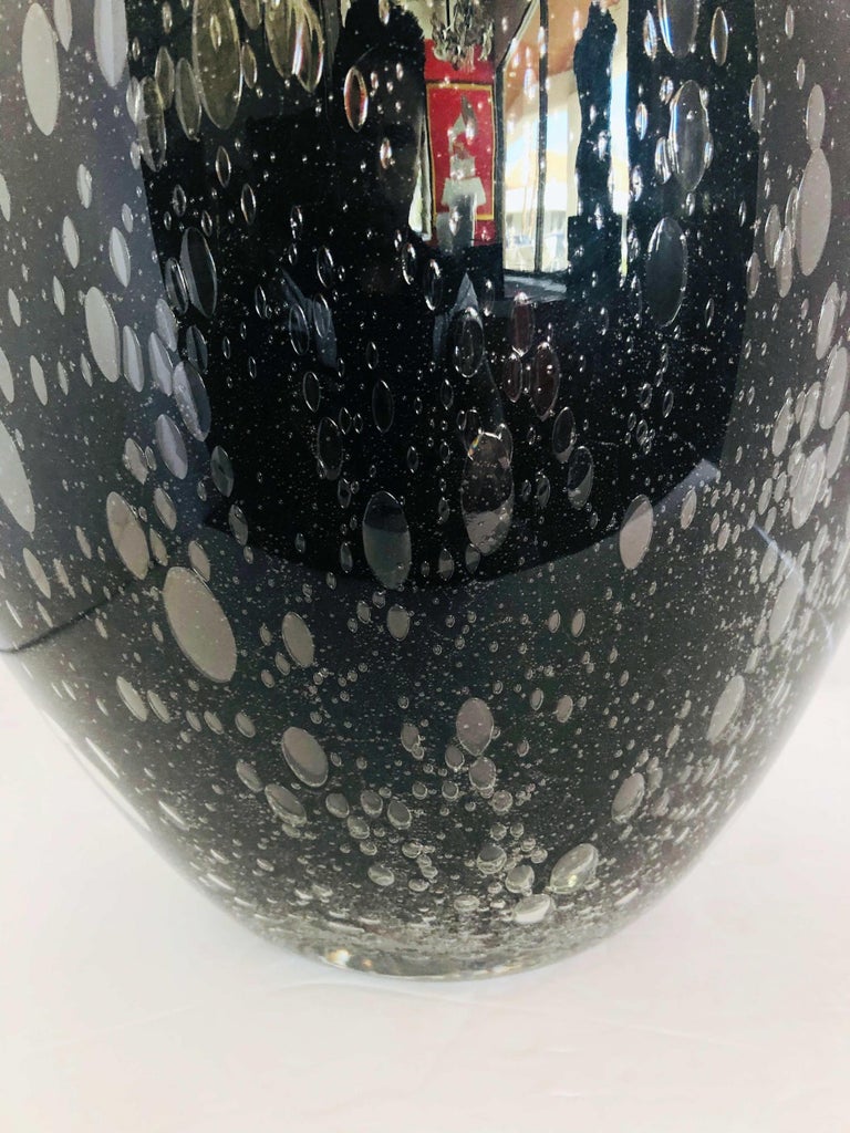 Two Signed Italian Vases w/ Black Murano Glass by Alberto Donà, 1980s ...