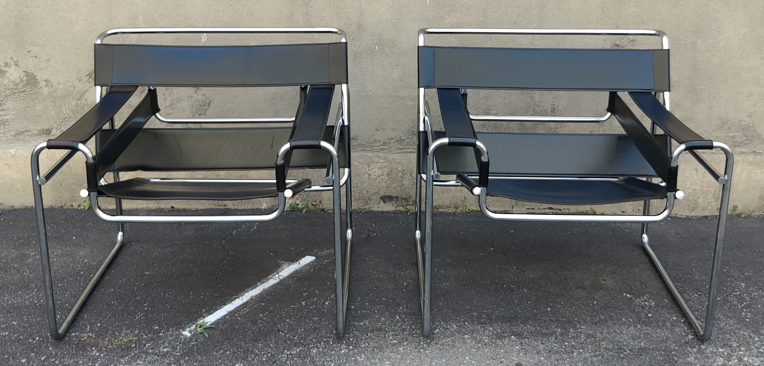 Pair of Signed Marcel Breuer Wassily Lounge Chairs Stendig Made in ...
