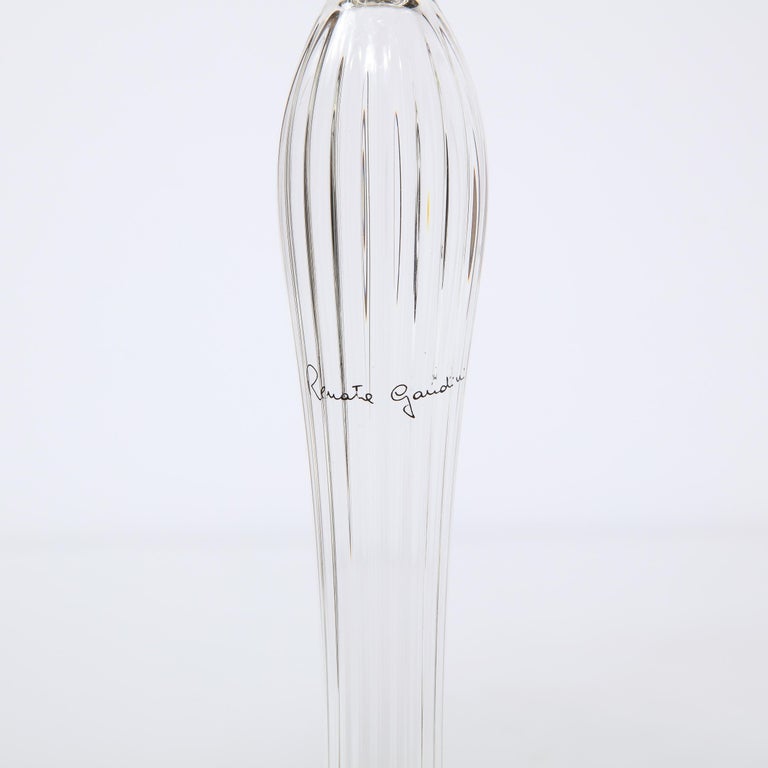 Pair of Signed Renata Gandini Modernist Clear Glass and 24kt Gold ...