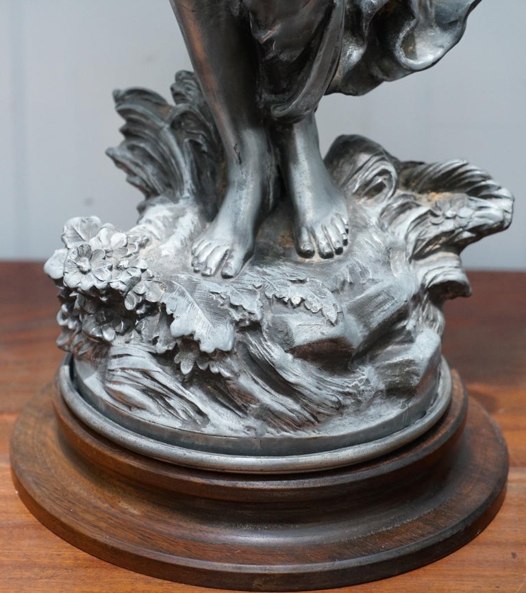 Pair of Signed Tall French Silver Plated Maiden Statues French ...