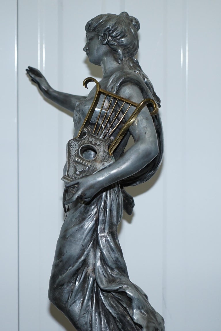 Pair of Signed Tall French Silver Plated Maiden Statues French ...