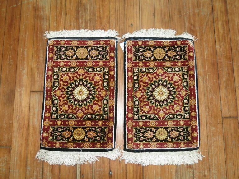 Pair of Silk Persian Mats For Sale at 1stDibs
