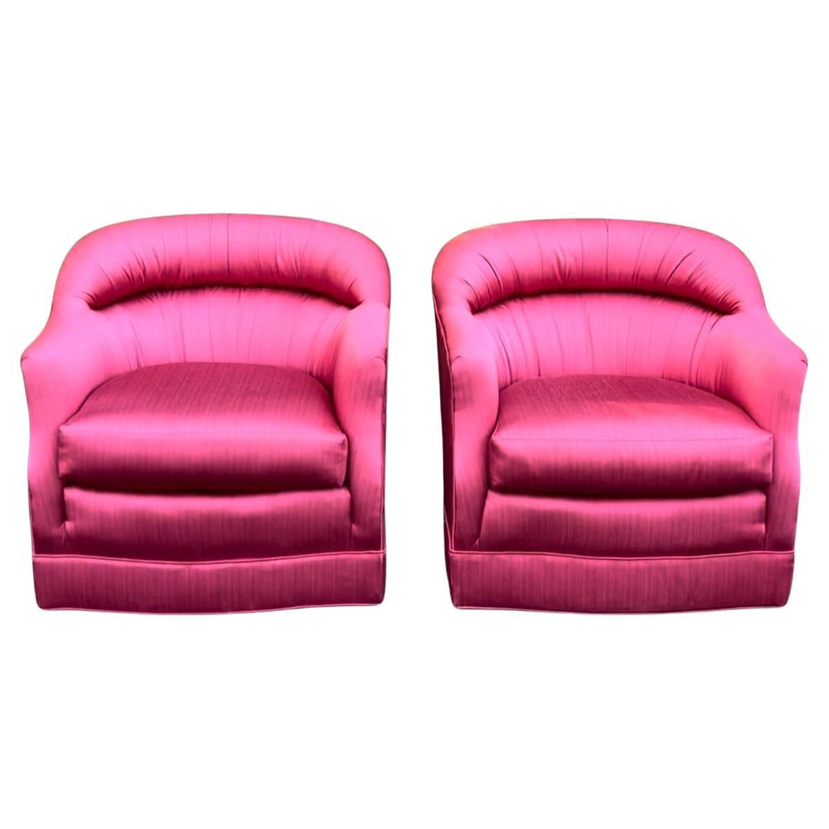 Pair of 1980’s Scalloped Swivel Chairs For Sale at 1stDibs