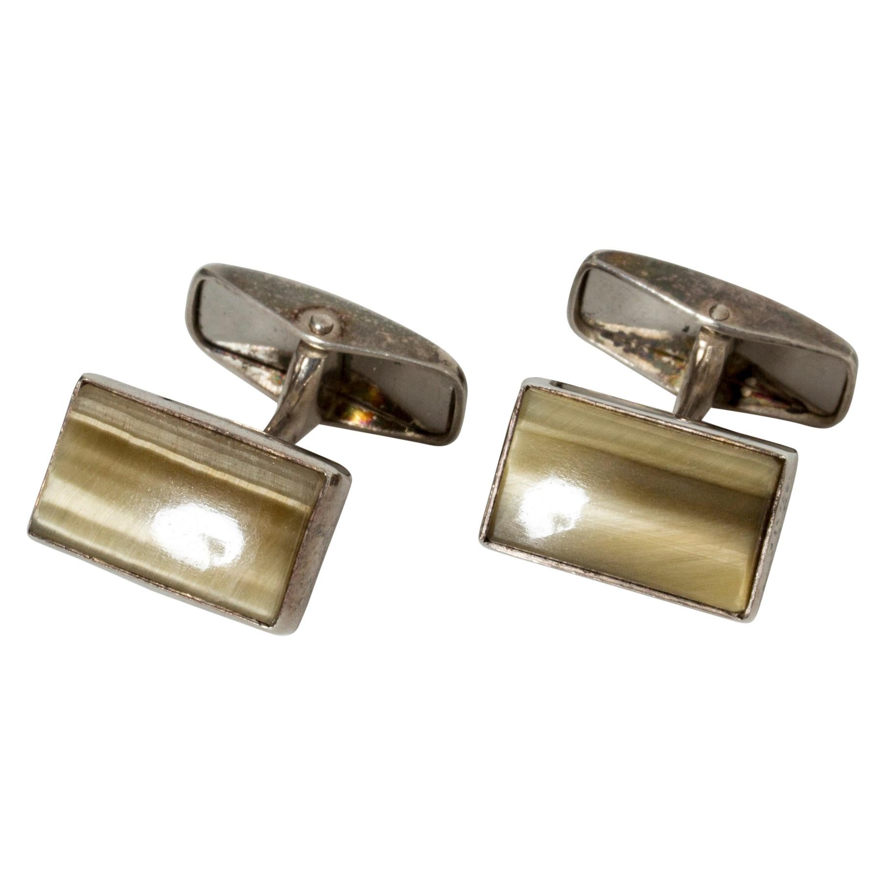 Gerda Flockinger 1960s Brutalist Silver Cufflinks For Sale at 1stDibs