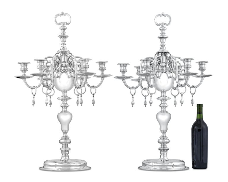 Pair of Silver Candelabra by Thomas Bradbury For Sale at 1stDibs