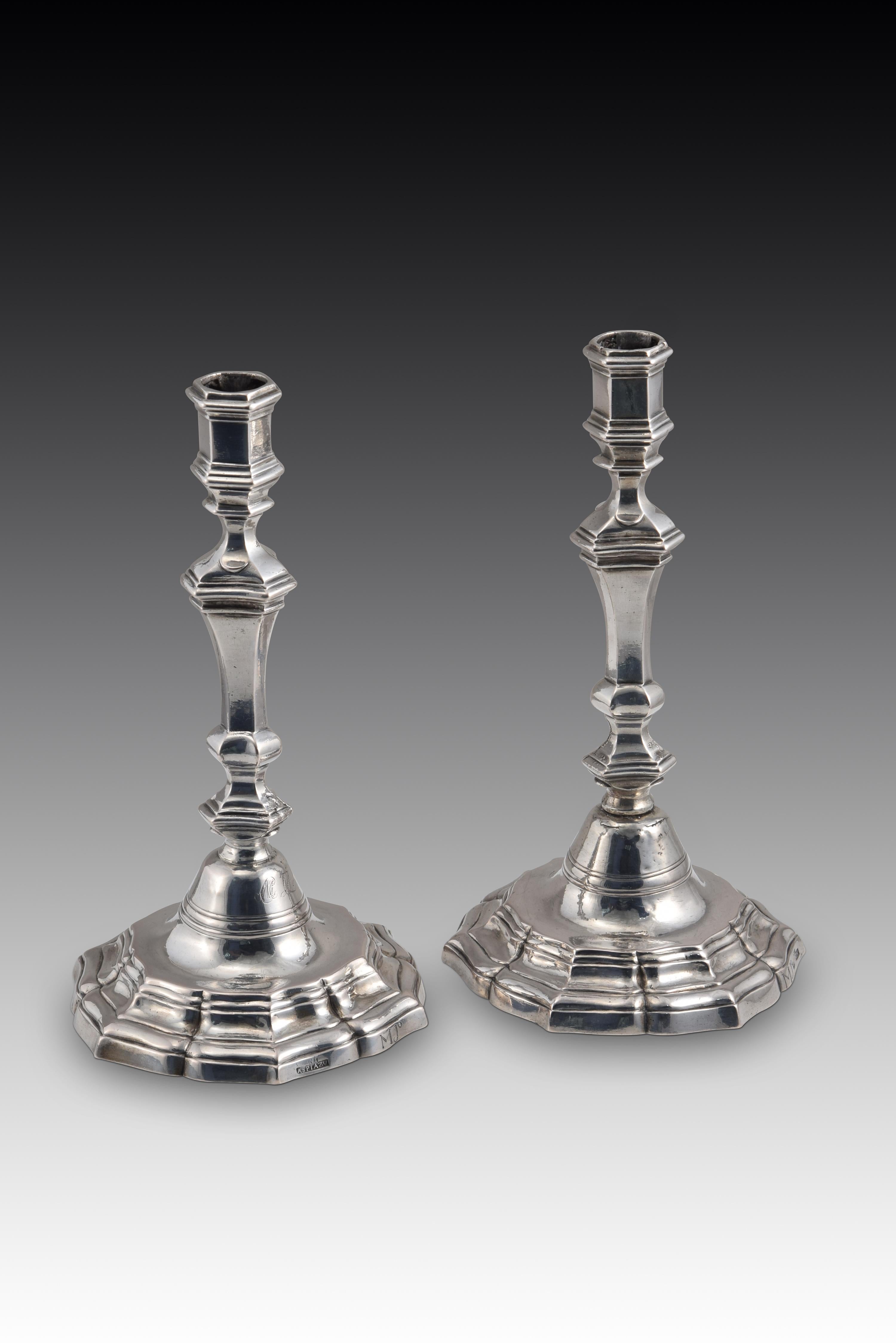 Pair of silver candle holders. ASPIAZU, San Sebastián, circa late 18th ...