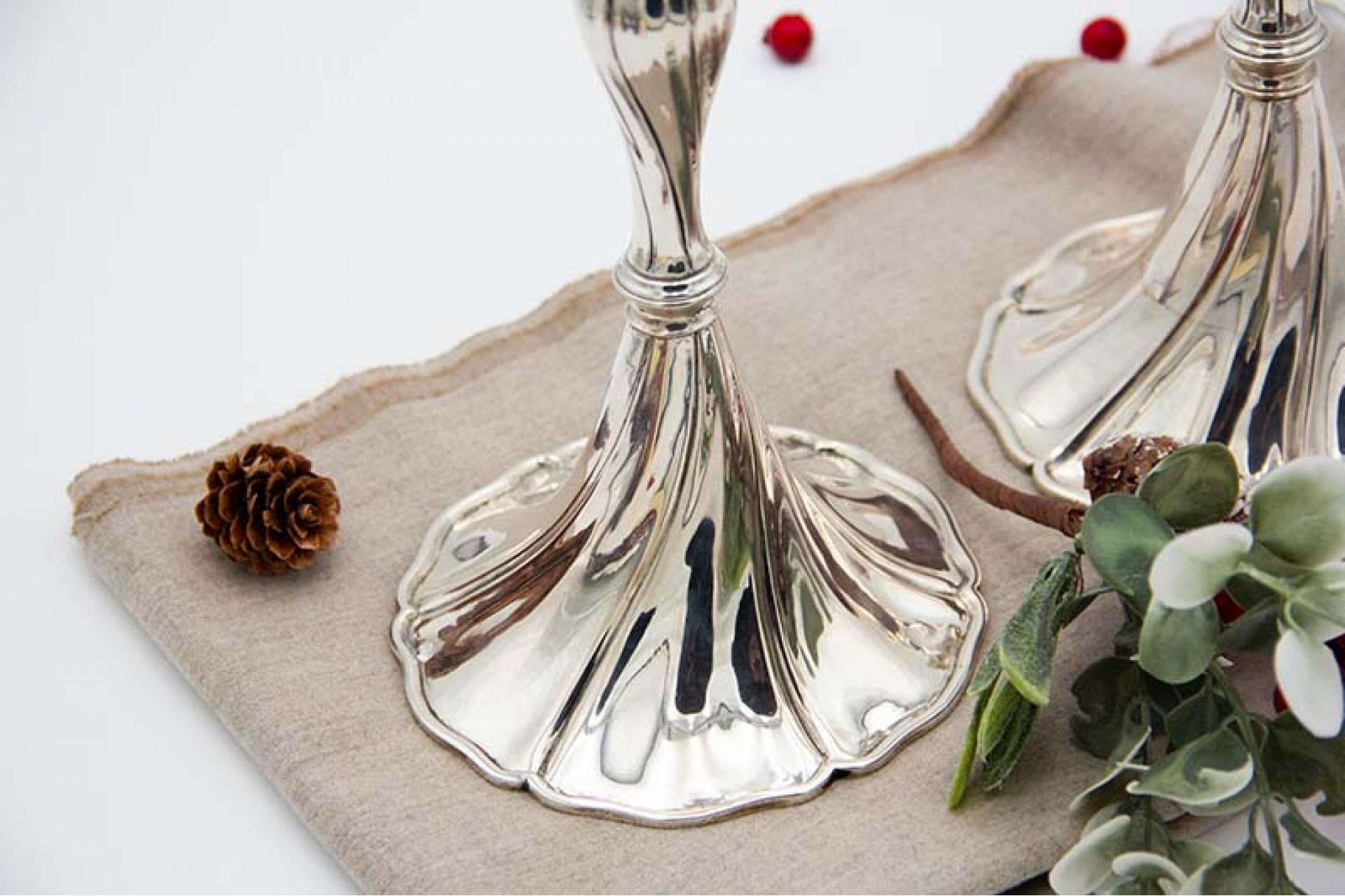 Pair of silver candlesticks with spiral trim and removable stems For ...