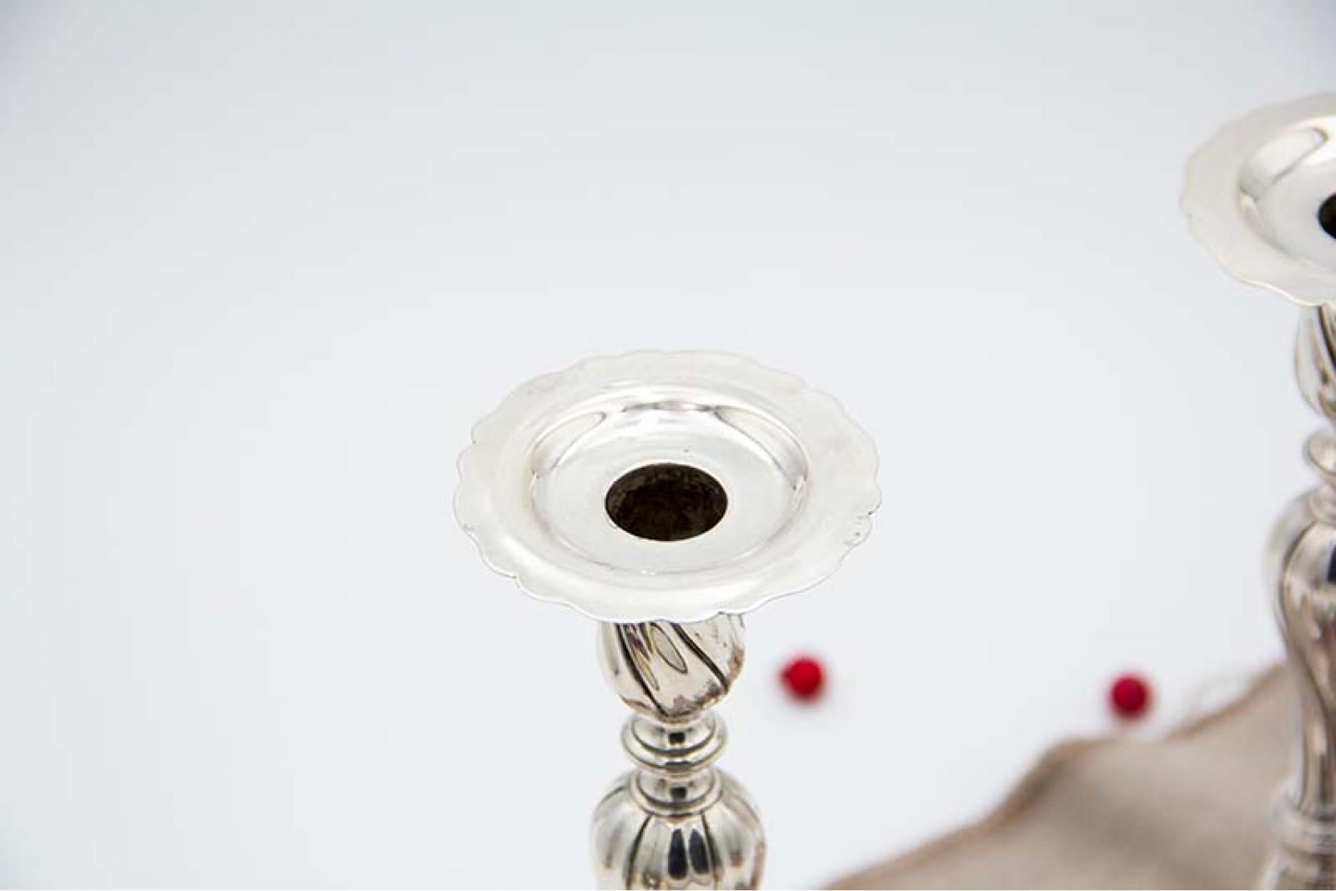 Pair of silver candlesticks with spiral trim and removable stems For ...