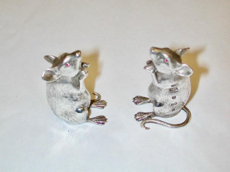 Pair of Silver Cast Mice for Use as Pepper and Salt, Birmingham 2002 ...